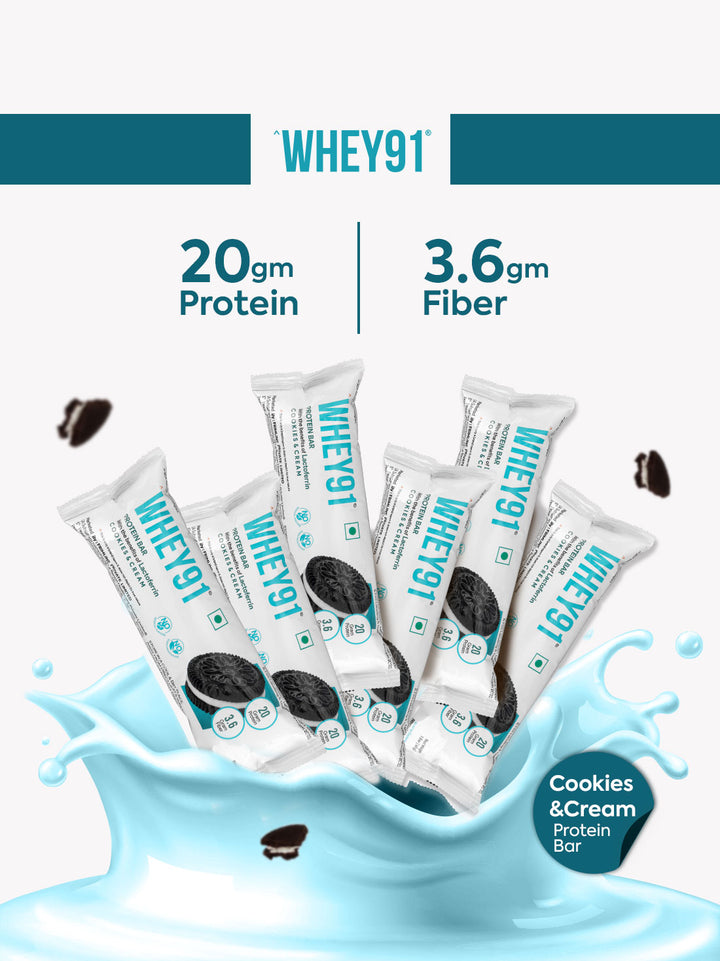 Buy 20g Whey Cookies & Cream Protein Bar Online – Pack of 6 Bars ...