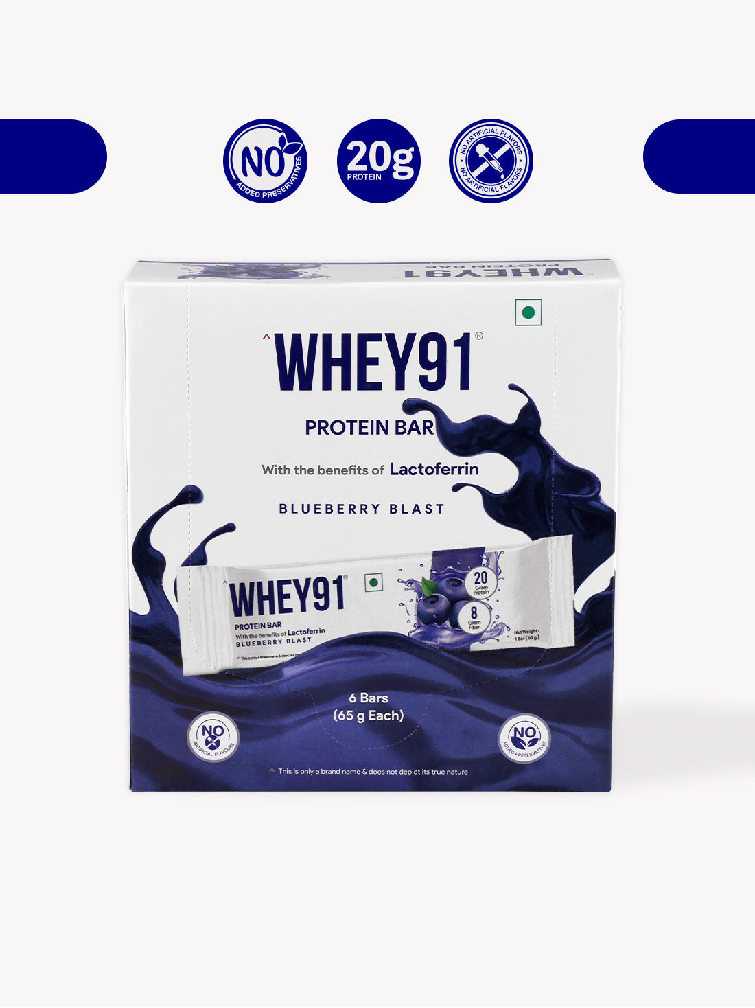 Buy 20g Whey Blueberry Protein Bar Online – Pack of 6 Bars | WHEY91 ...