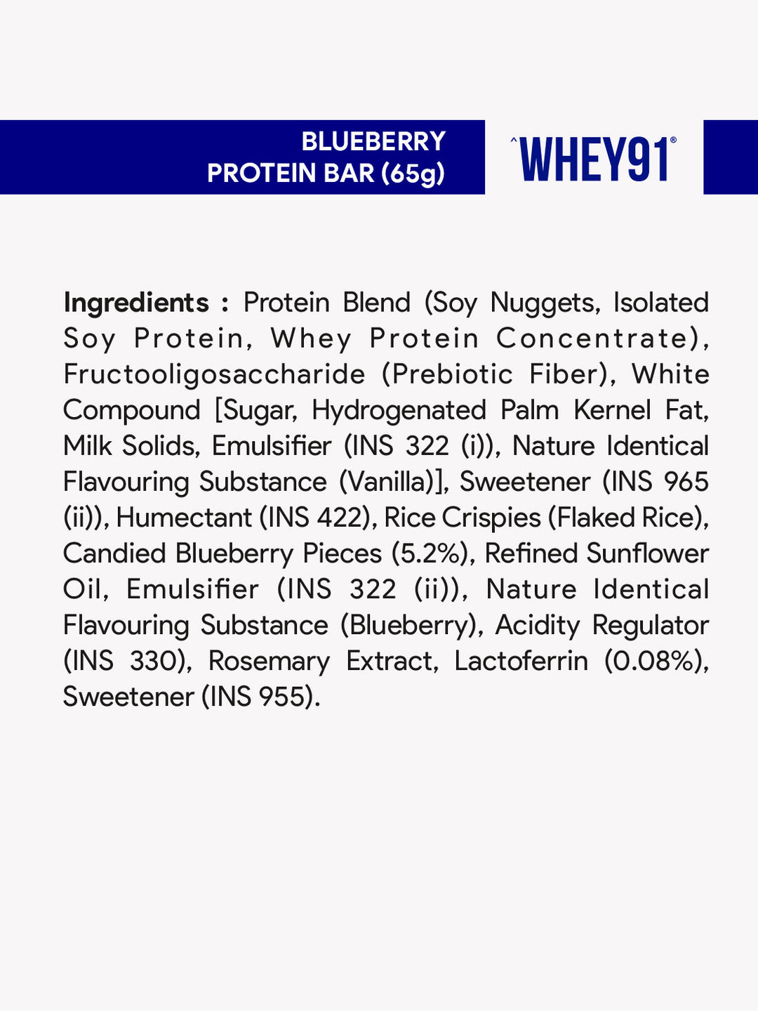 Buy 20g Whey Blueberry Protein Bar Online – Pack of 6 Bars | WHEY91 ...