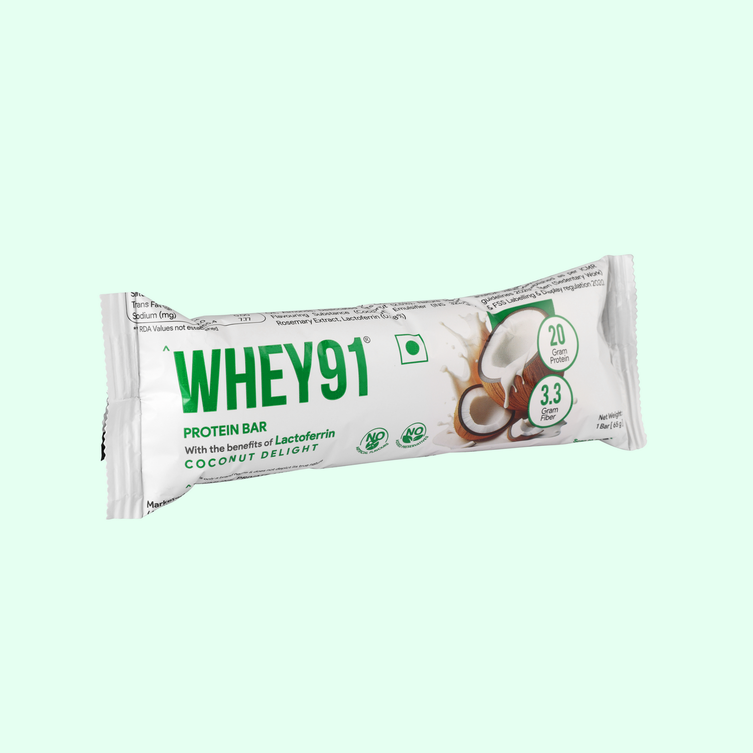 Buy 20g Whey Coconut Protein Bar Online – Pack of 6 Bars | WHEY91 ...
